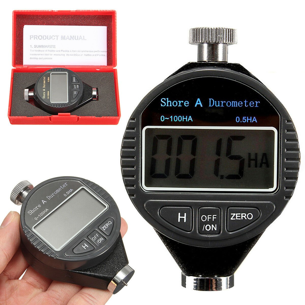 0~100HA Digital Shore A Hardness Durometer Tester Tire Rubber LCD ...