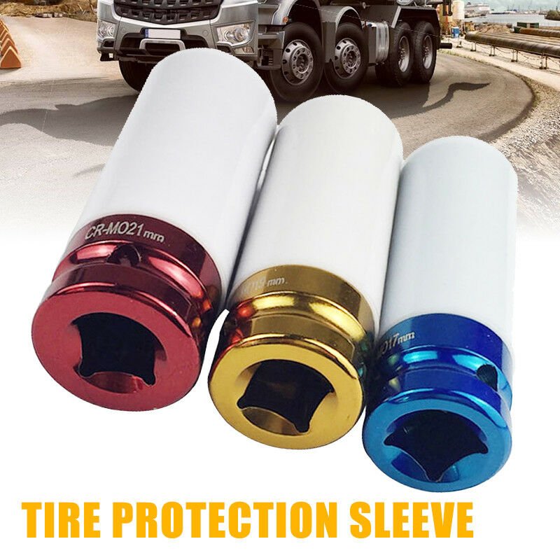 3pcs Car Dr Thin Wall Deep Impact Wheel lug nut Socket Set 17 19 21mm ...