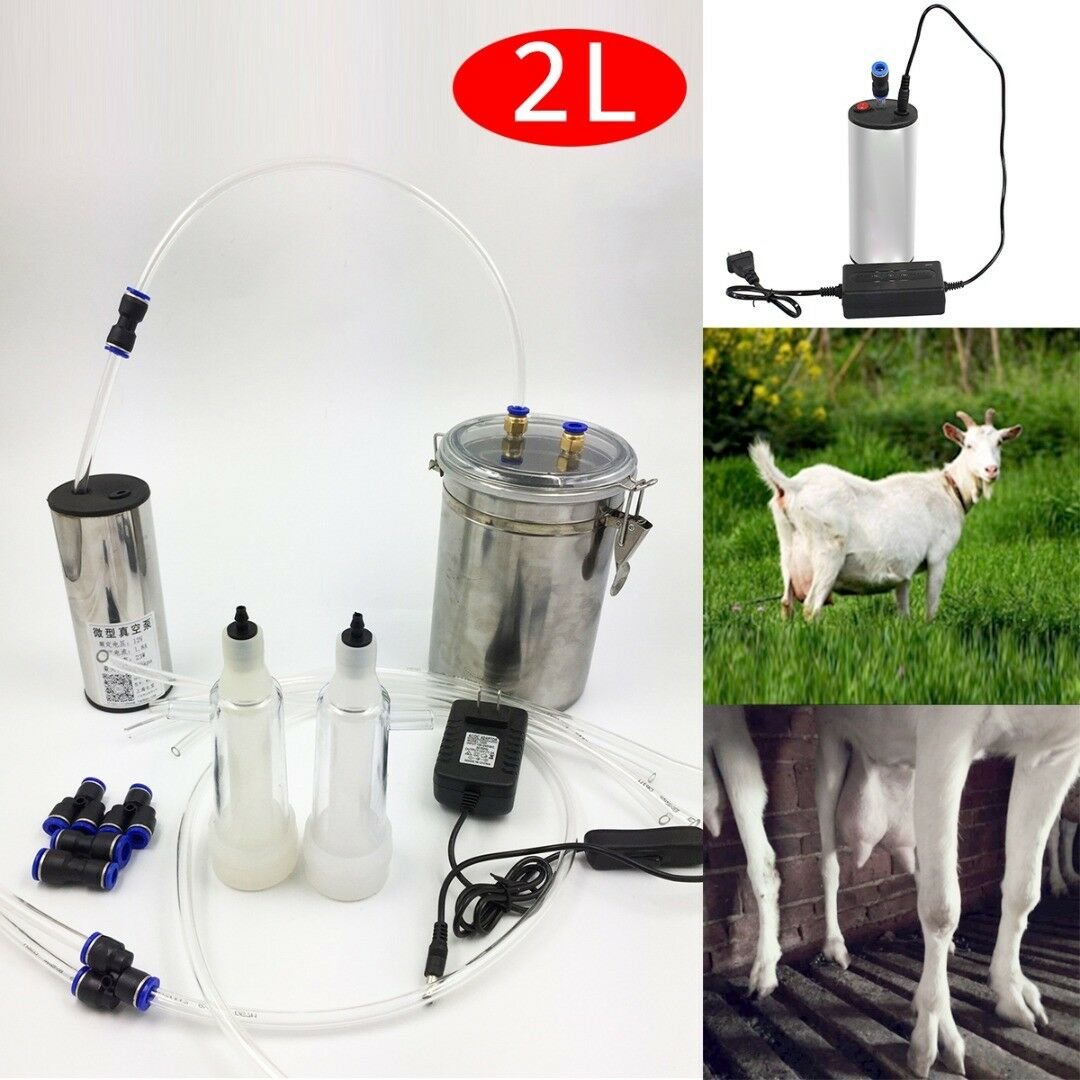 2L 1/2 Gal 2 Teats Goat Milker Electric Impulse Sheep Goat Milking ...