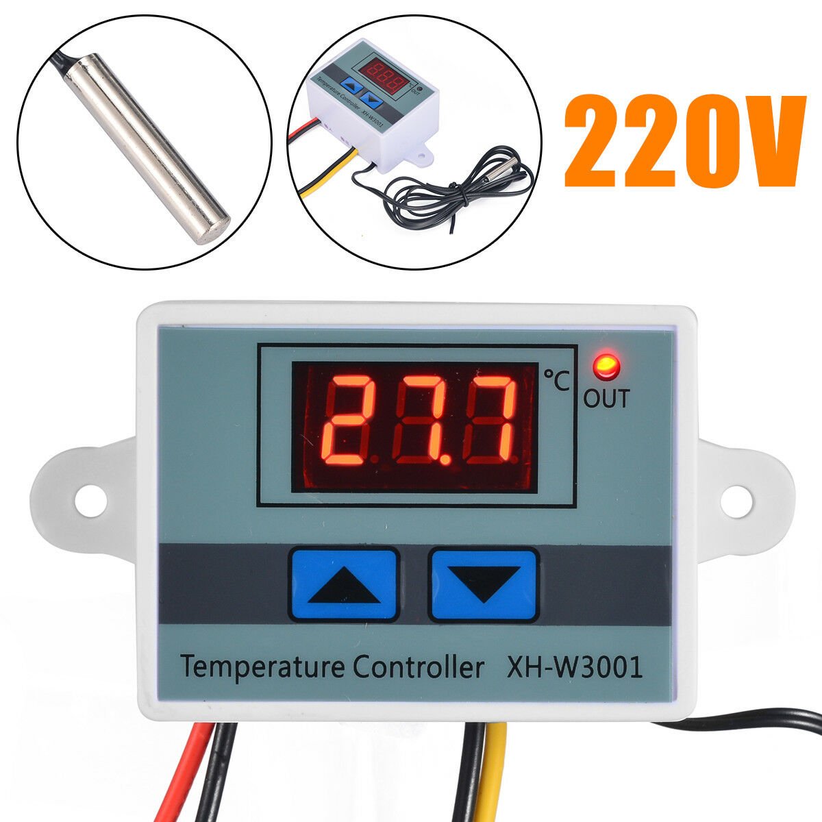220V Digital LED Temperature Controller Thermostat Control Switch Probe ...