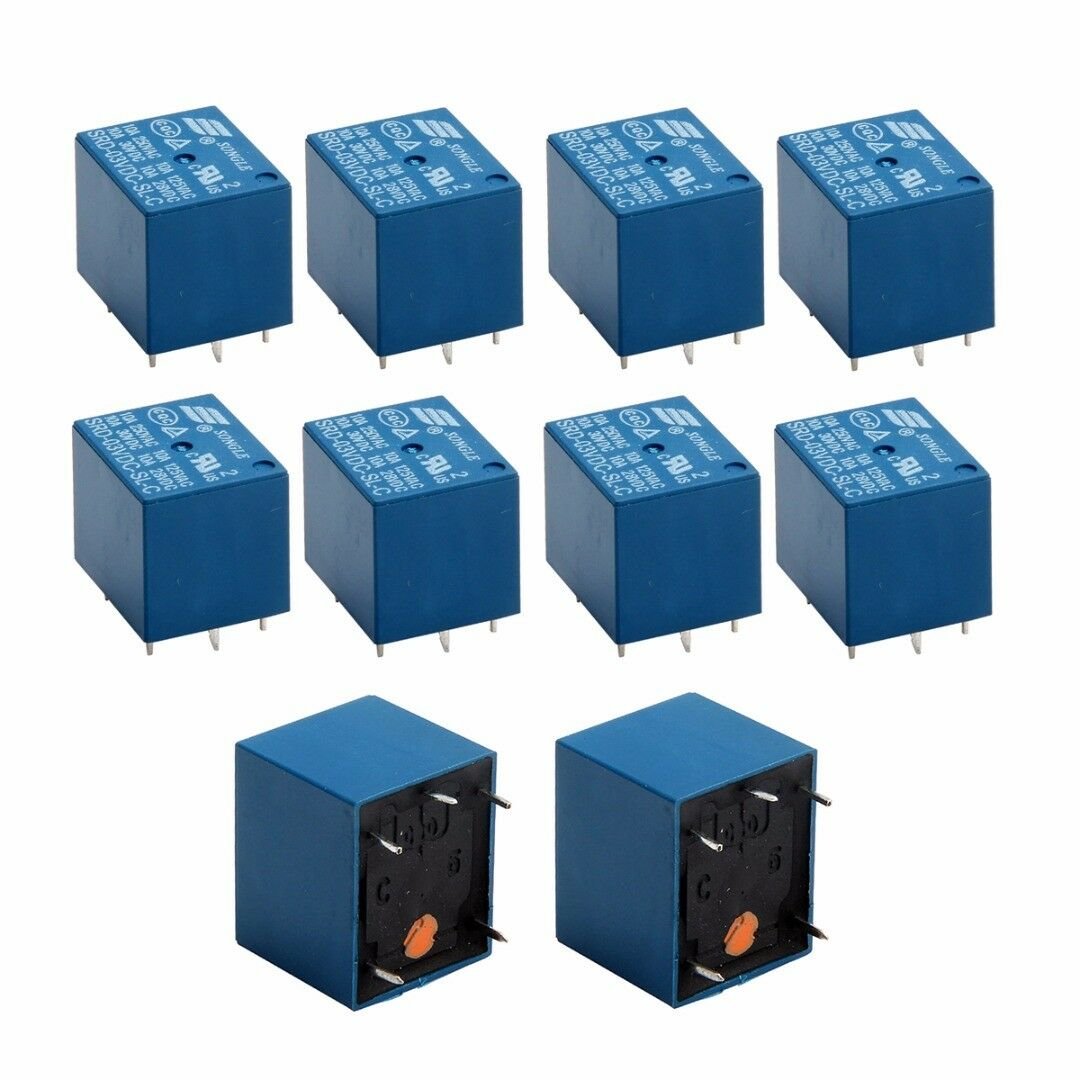 Mini 3V DC 10A High Current SONGLE Power Relay 5PIN SRD-3VDC-SL-C PCB Type Set