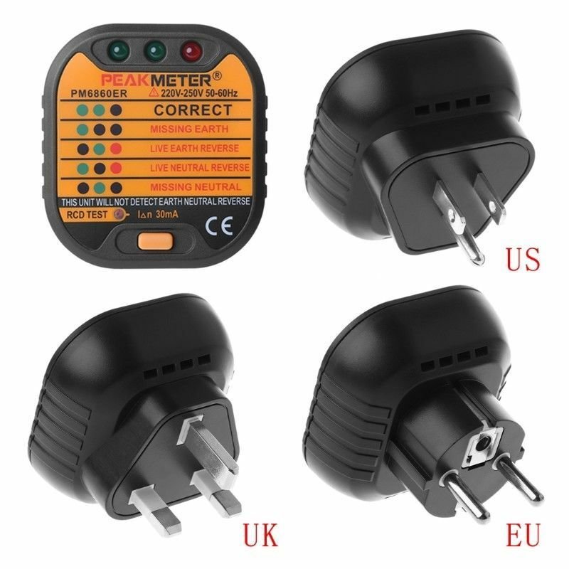 PM6860ER Automatic Electric UK/US/EU Plug 110/230V Socket Outlet Tester New