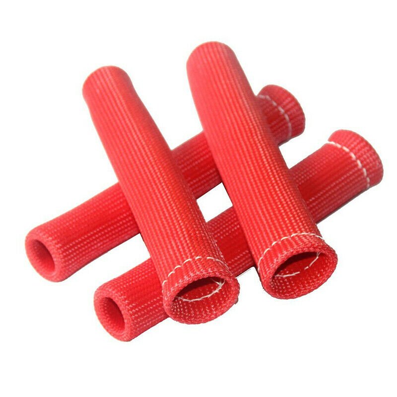 8pc Red 1200° Spark Plug Wire Protector Cover Heat Shield Sleeve SBC ...