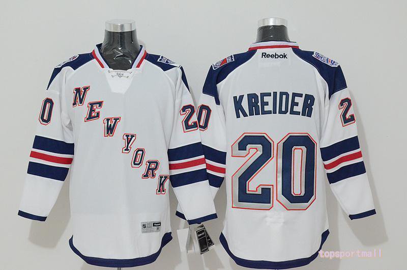 Men's Rangers #20 Chris Kreider White Stadium Series Stitched Ice Hockey Jerseys