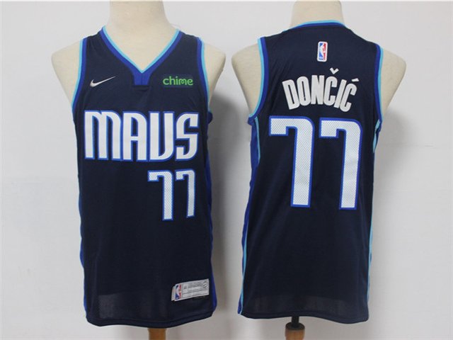 Men's Dallas Mavericks #77 Luka Doncic Jersey 2021 Navy Earned Edition ...