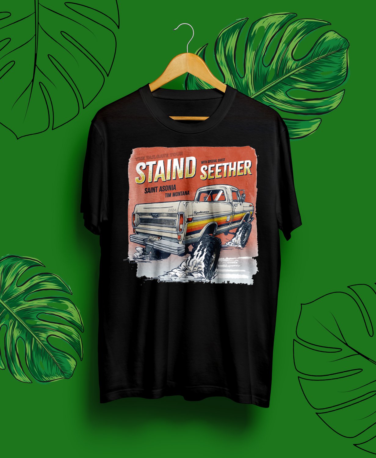 STAIND W SEETHER THE TAILGATE TOUR 2024.STAIND TOUR.UNISEX FRONT BLACK ...