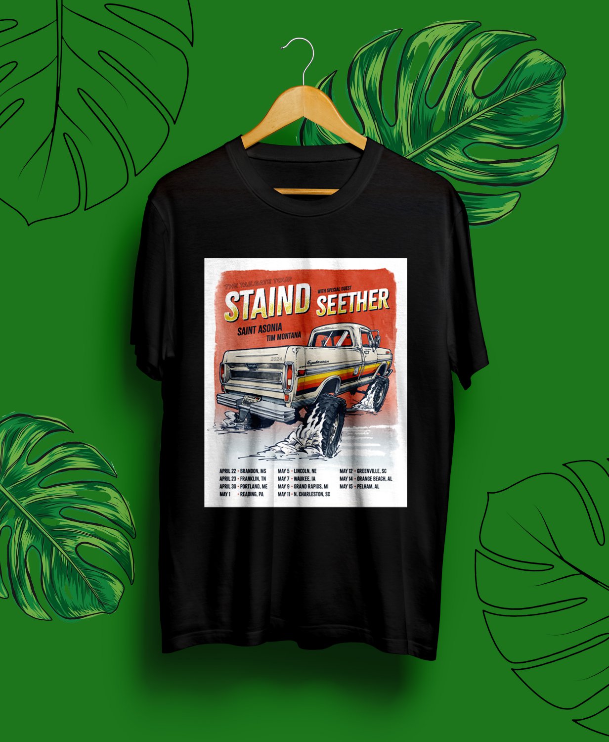 STAIND W SEETHER THE TAILGATE TOUR DATE 2024.STAIND TOUR.UNISEX FRONT ...