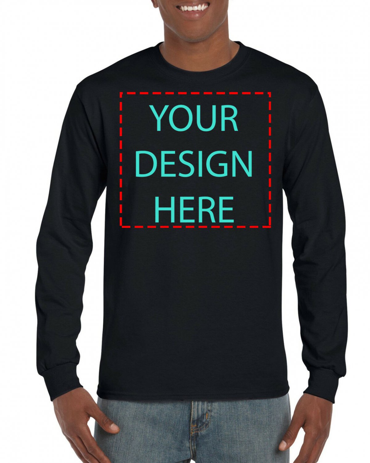Custom Personalized Long Sleeve T-shirt Your Design Printed Front or Back