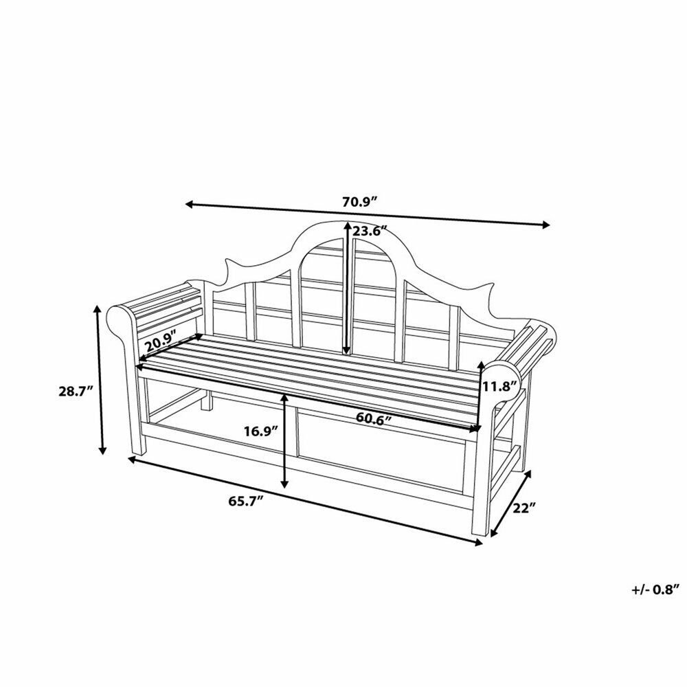 White Balau Wood Garden Bench 3 Seats Classic Slatted Design Patio Java Marlboro