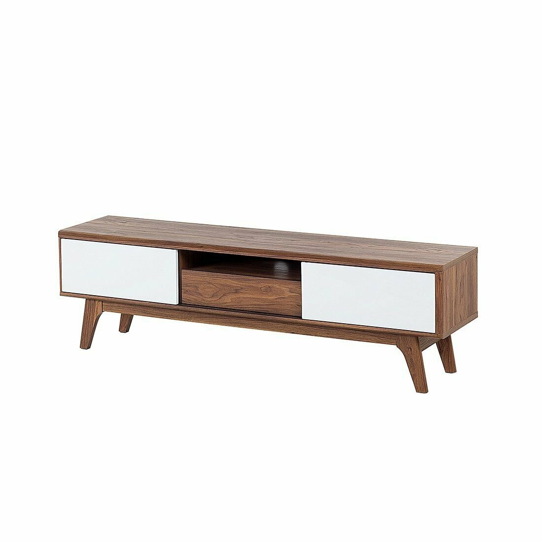 Modern TV Stand Unit Dark Wood White Cabinets Drawer Storage Sideboard ...