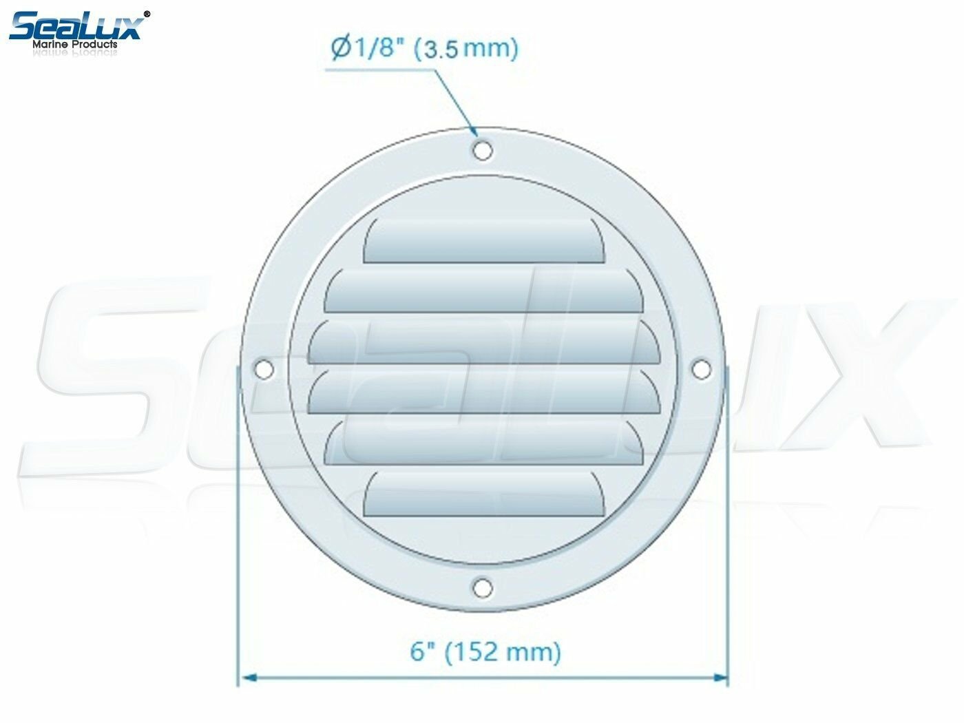 SeaLux Stainless Steel 6 Inch Marine Boat Engine Louvered Style Vent Cover
