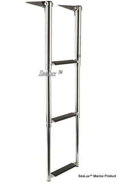 Sealux™ 3 Step Ss Telescoping Marine Boat Ladder Upper Platform 400 Lbs
