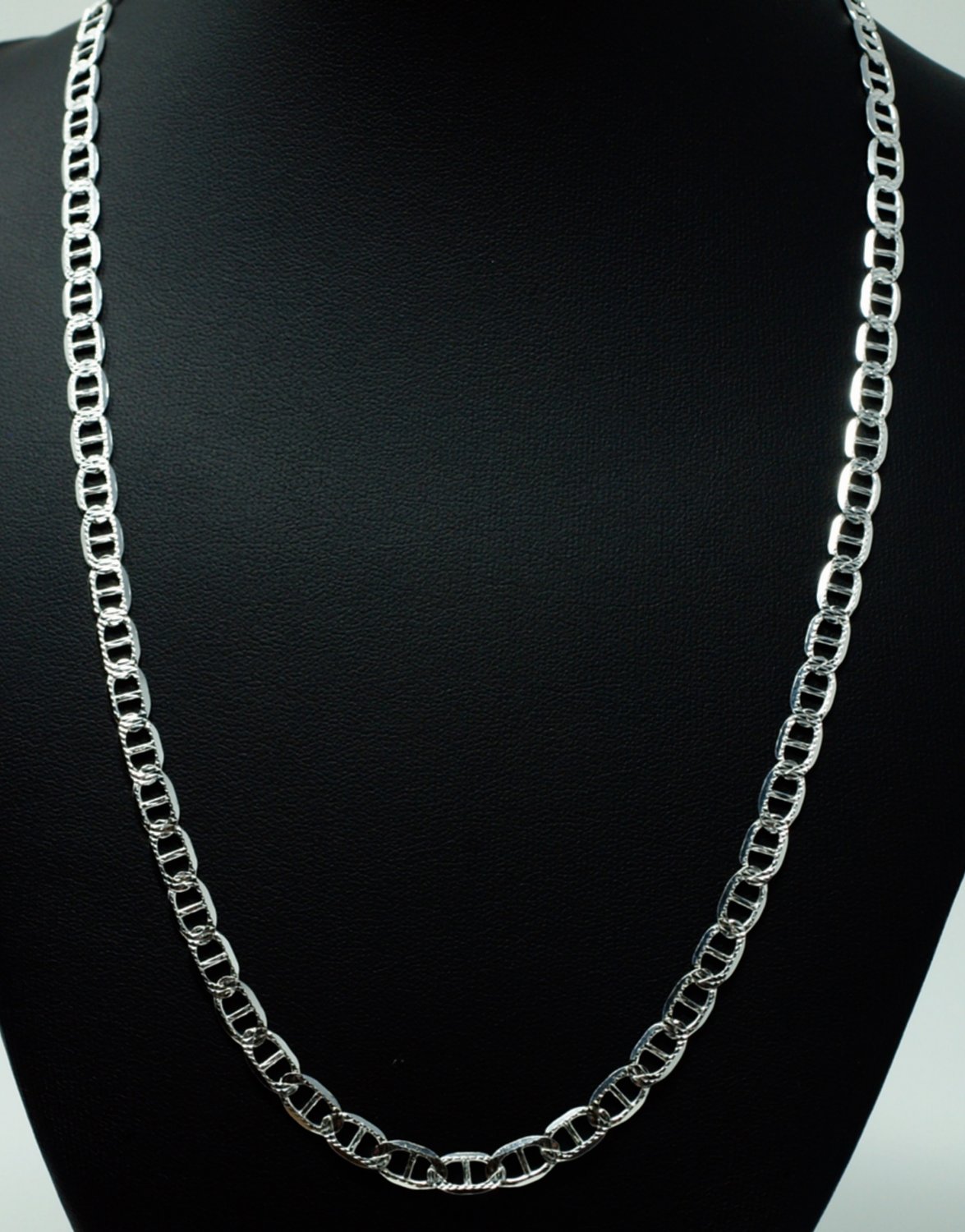 .925 Sterling Silver 5.3mm Solid Semi Diamond Cut Mariner Necklace, 20 ...