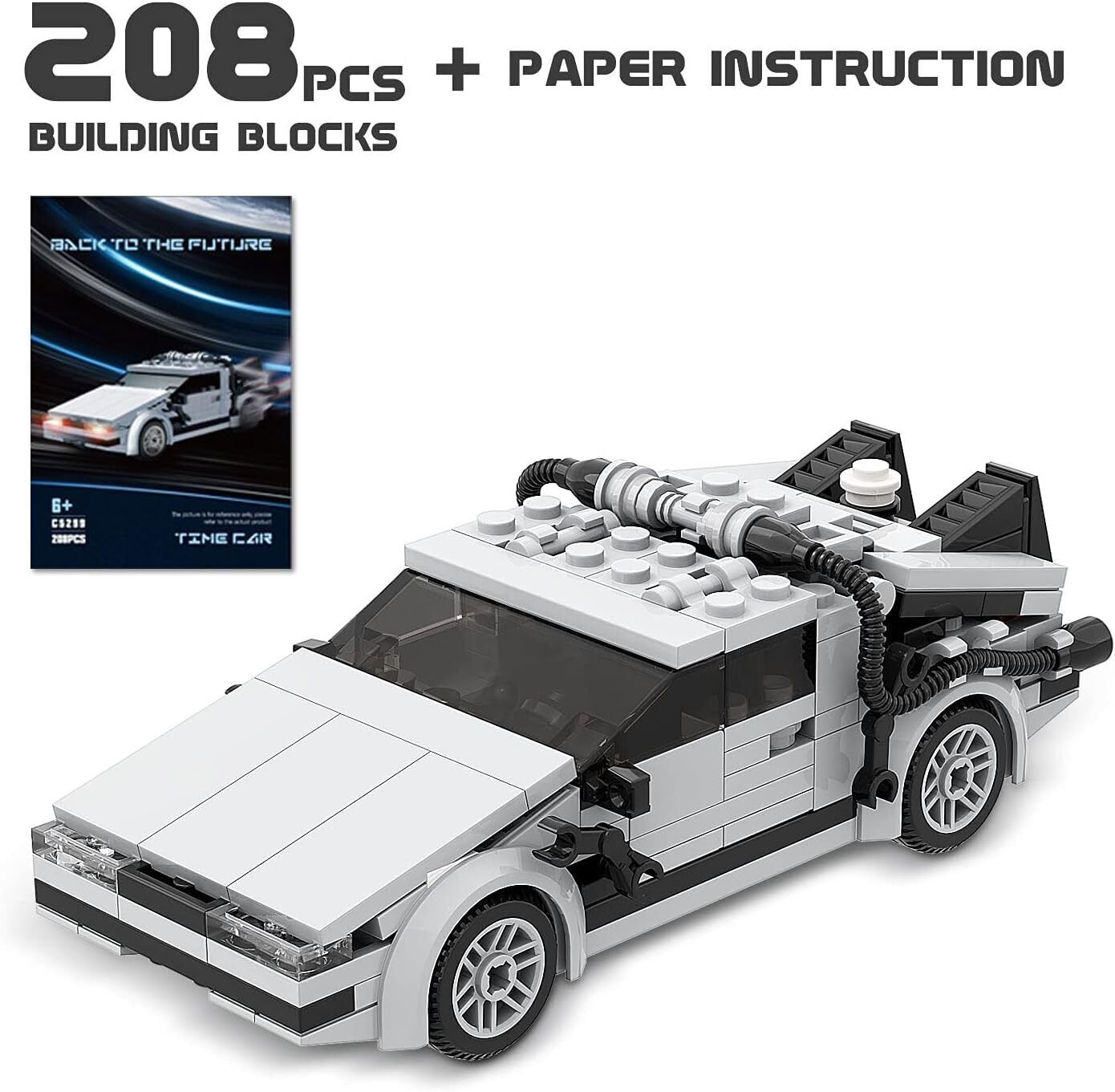 Delorean Time Machine Model Metallic Car Building Bricks Blocks Toy Set ...