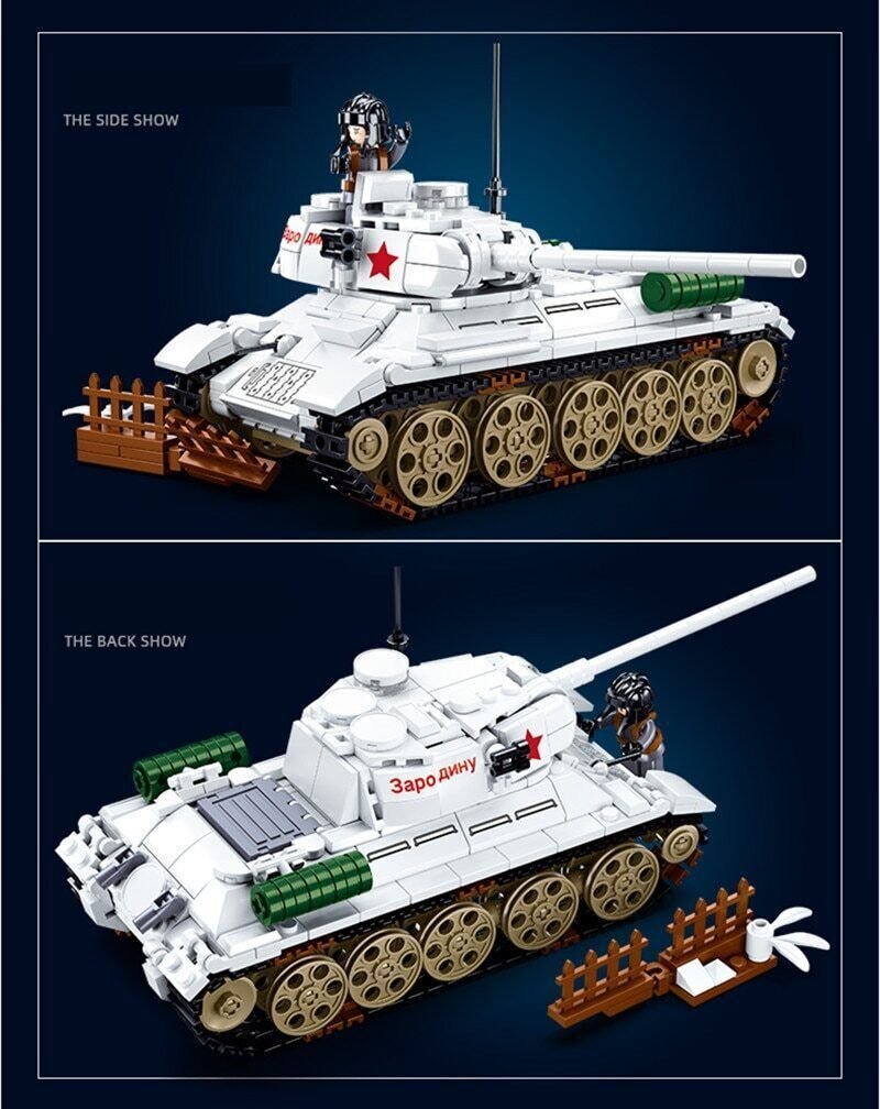 WW2 Military T34-85 Medium Tank Model Building Blocks Soldier Figures ...