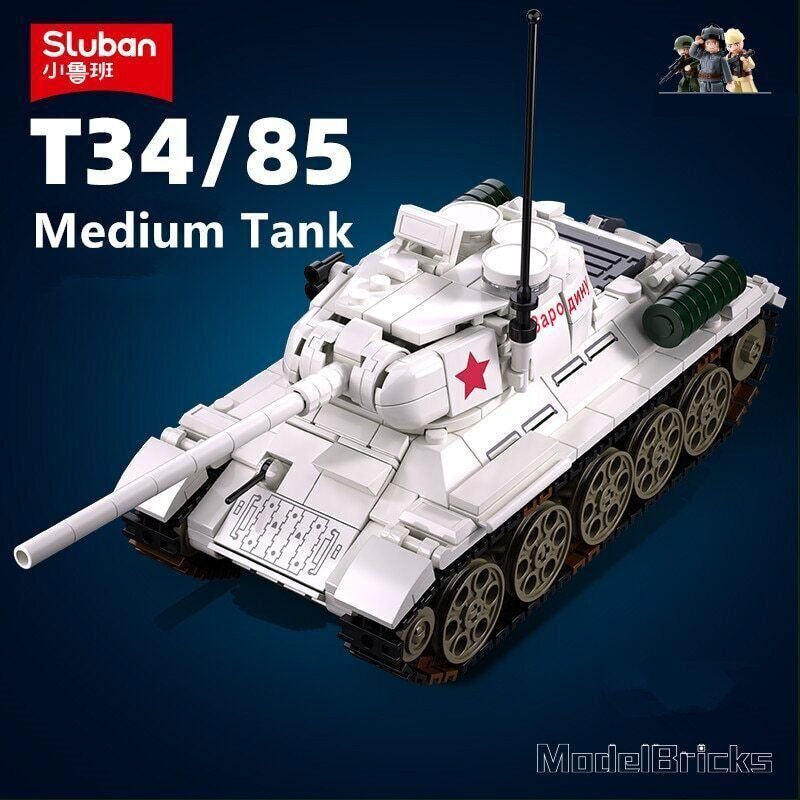 WW2 Military T34-85 Medium Tank Model Building Blocks Soldier Figures ...