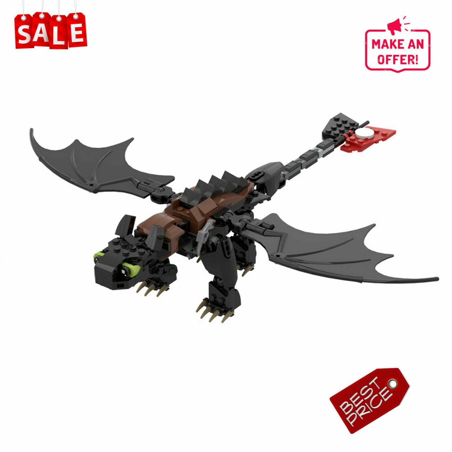 Toothless Night Fury Dragon Model Building Blocks Set Movie MOC Bricks ...