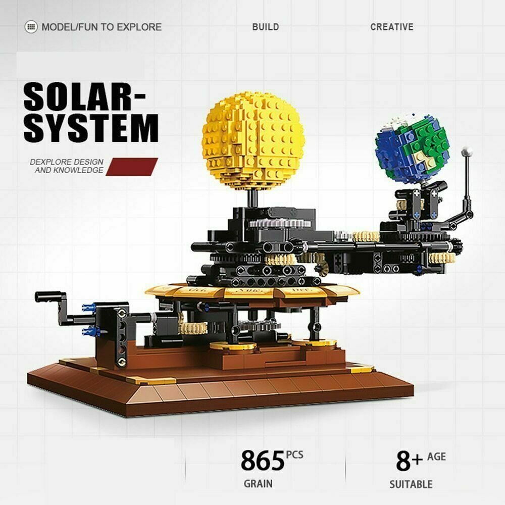 Solar System Earth Moon Sun Orrery Model Building Blocks Set DIY Brick ...