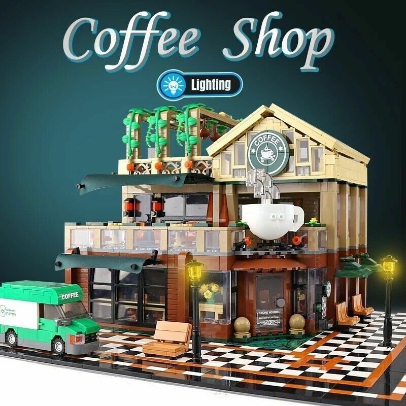 Luxury Coffee House Model Building Blocks Set City Street MOC Bricks ...