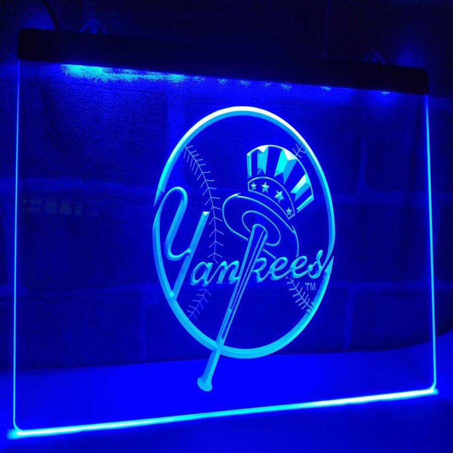 MLB NEW YORK YANKEES LOGO LED Light Sign for Game Room,Office,Bar,Man Cave