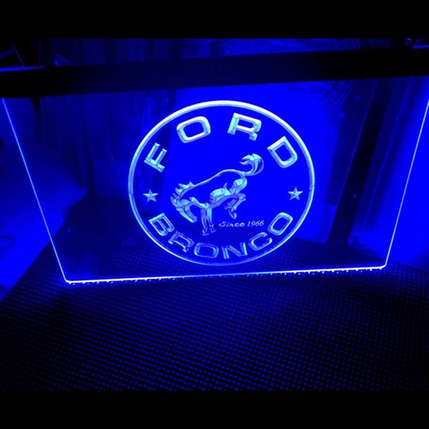 Bronco Ford Illuminated LED Neon Sign Hang Wall Decor, Garage, Lights ...