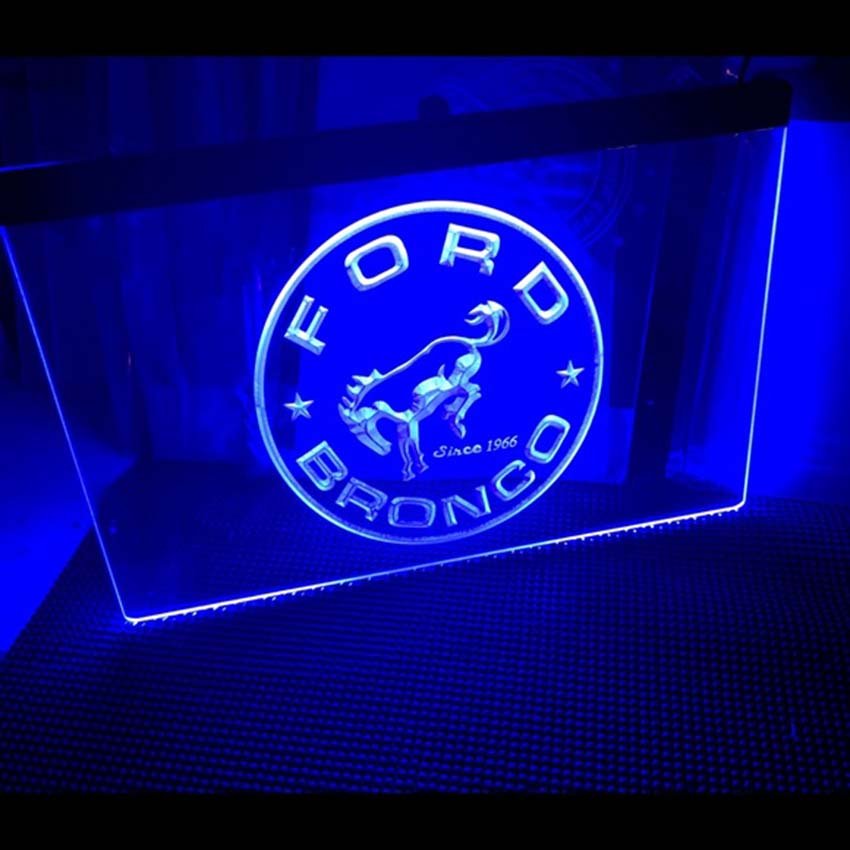 Bronco Ford Illuminated LED Neon Sign Hang Wall Decor, Garage, Lights ...