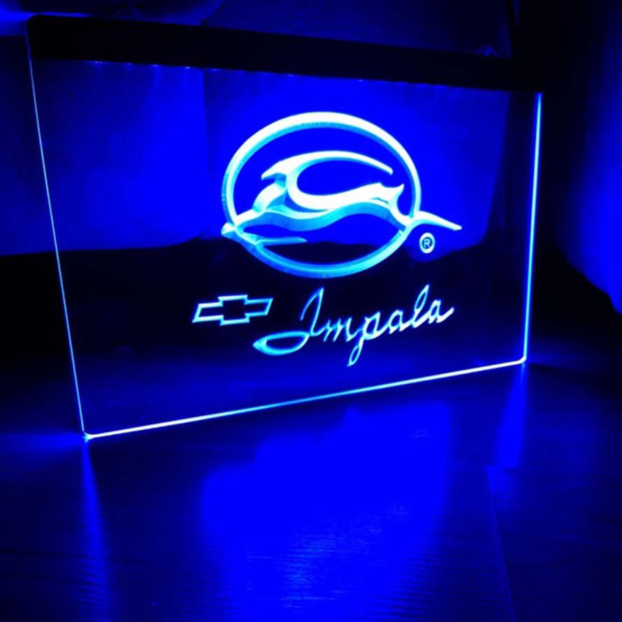 Chevrolet Impala LED Neon Sign Hang Signs Wall Home Decor Room, Garage ...