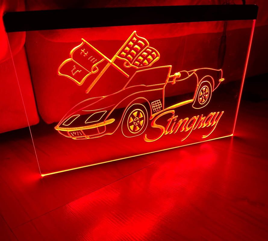 Chevrolet Stingray Led Neon Sign Home Decor, Room, Lights Décor Glowing