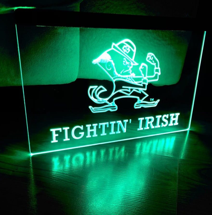 Notre Dame Fighting Irish Football Led Neon Sign Decor Room, Fans Gift