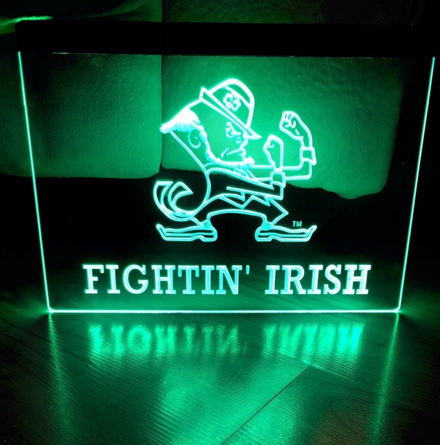 Notre Dame Fighting Irish Football Led Neon Sign Decor Room, Fans Gift