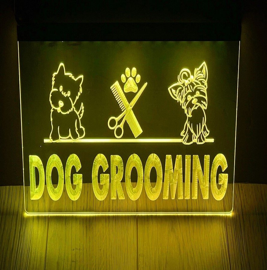 Dog Grooming LED Neon Sign Hang Wall Decor, Pet Sign, Artful Lights Décor