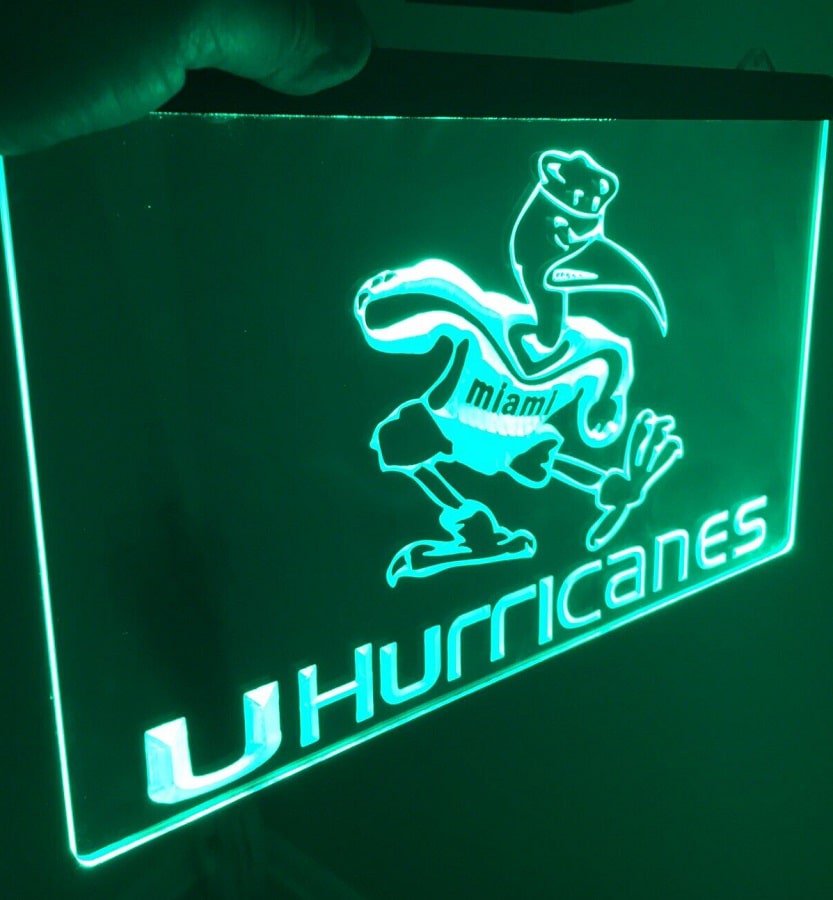 Miami Hurricanes Logo LED Neon Sign Hang Wall Decor, Room, Artful ...