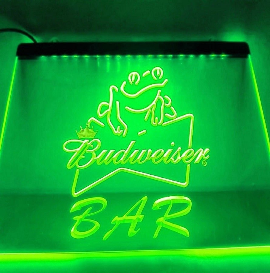 Budweiser Frog Bar Illuminated Led Neon Sign Decor, Bar, Pub, Lights ...