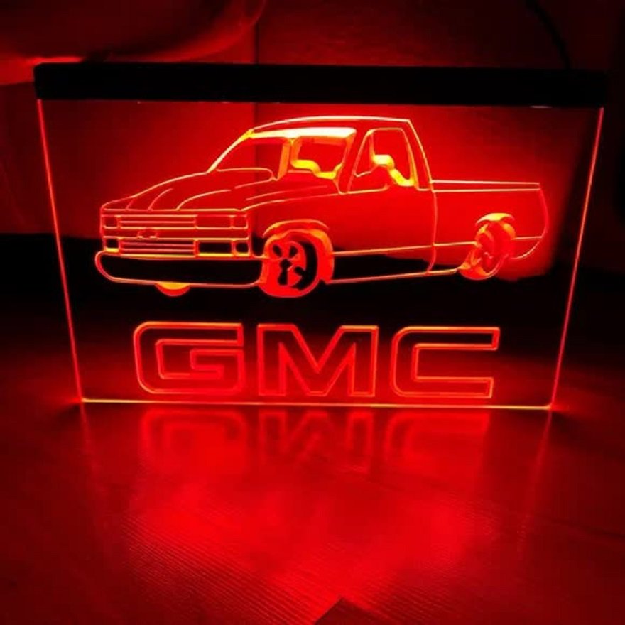 GMC Truck LED Neon Sign Hang Wall Decor Garage, Office, Neon Light ...