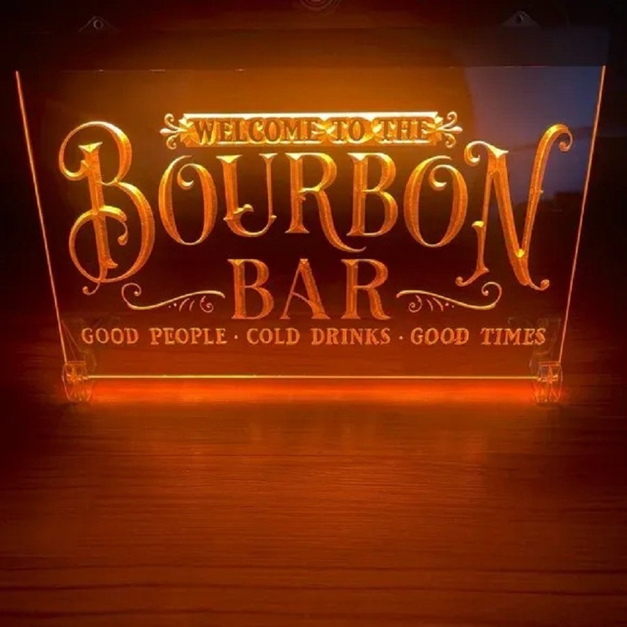 Bourbon Bar LED Neon Sign Hang Wall Decor, Neon Light Décor Art Craft