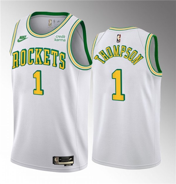 Men's Houston Rockets #1 Amen Thompson White 2023 Draft Classic Edition ...