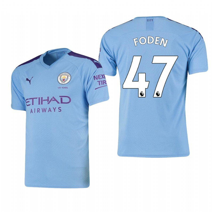 Manchester City #47 Phil Foden Home Blue Jersey