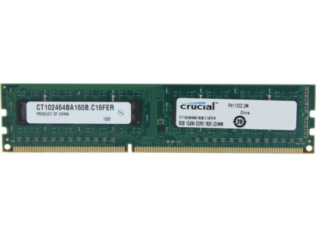 Crucial 8GB Memory RAM DDR3 1600 MT/s PC3-12800 CL11 Unbuffered CT102464BA160B