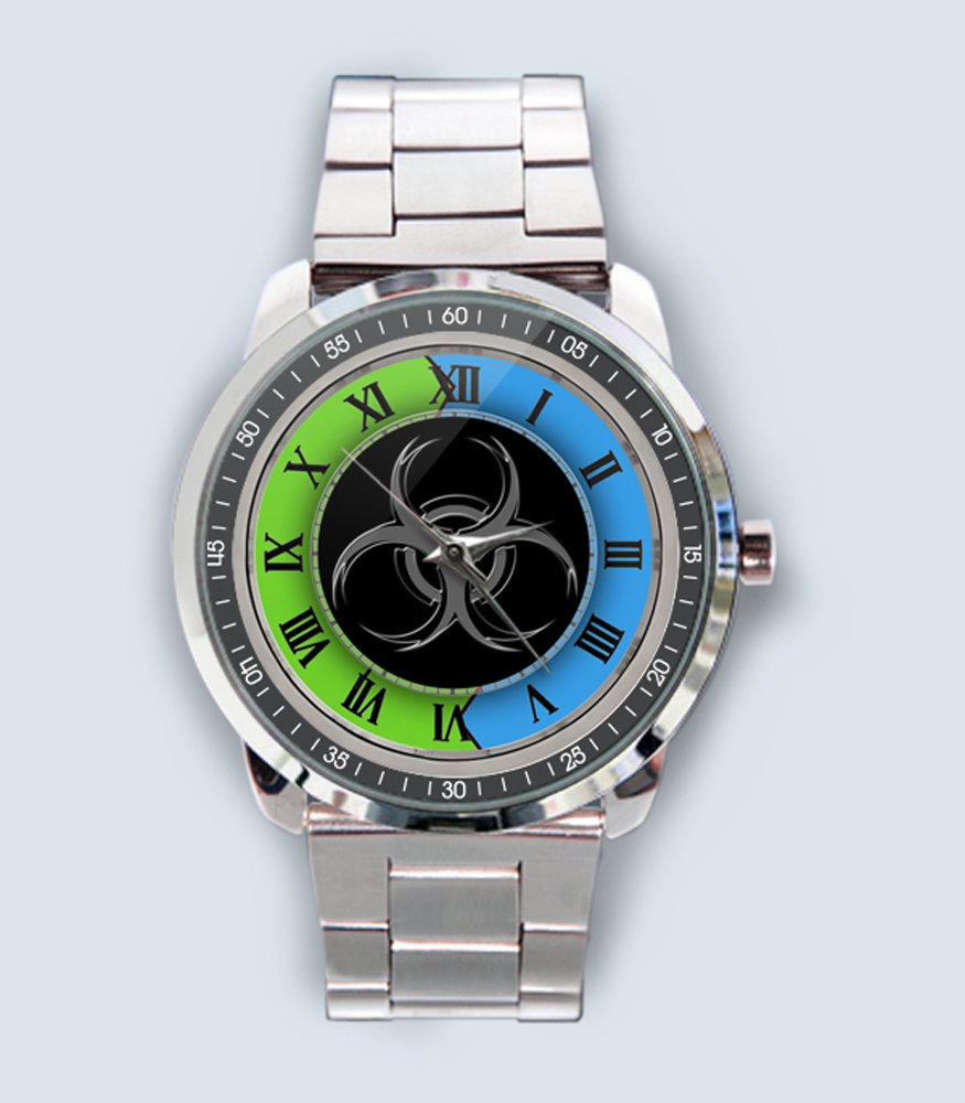 New BioHazard Toxic Symbol Stainless Steel Wrist Watch