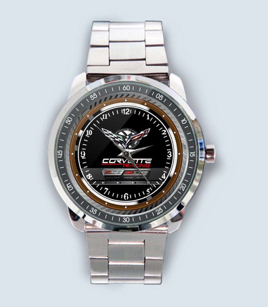 New Chevrolet Corvette Z06 Racing Logo Stainless Steel Wrist Watch