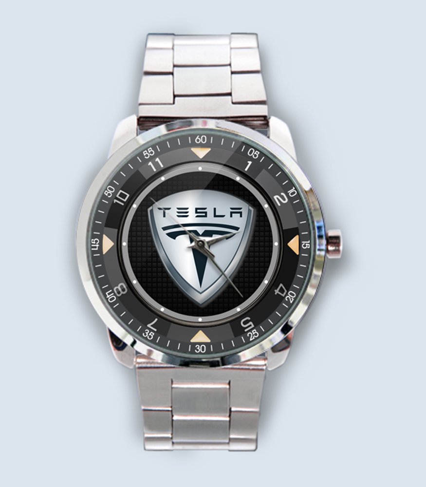 New Tesla Motors Emblem Custom Custom Stainless Steel Wrist Watch