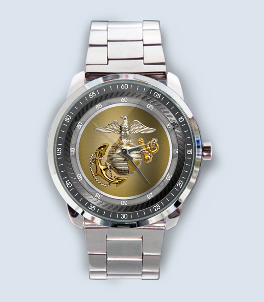 New United States Marine Corps Custom Stainless Steel Wrist Watch