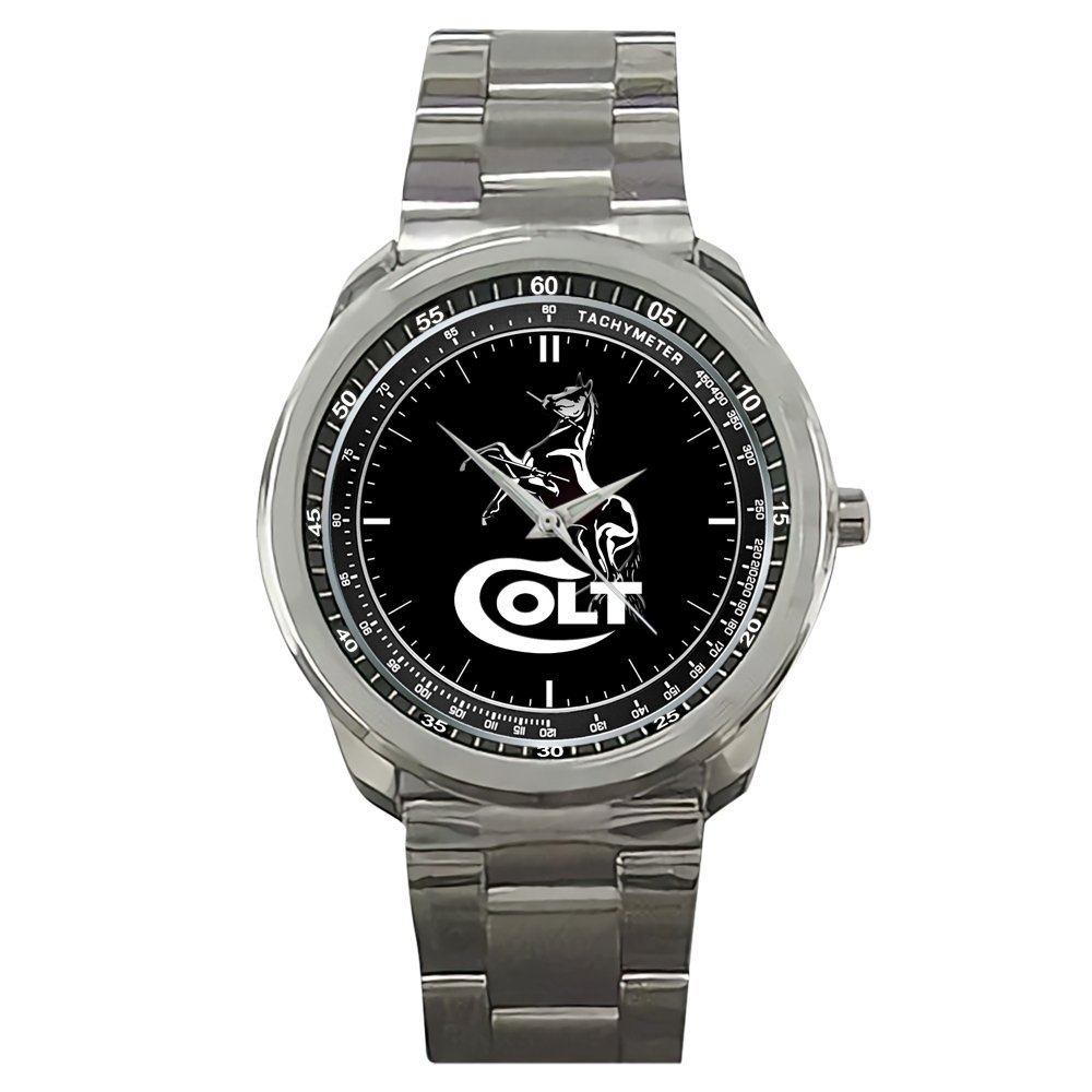 New Colt Firearms Horse Logo Custom Stainless Steel Wrist Watch