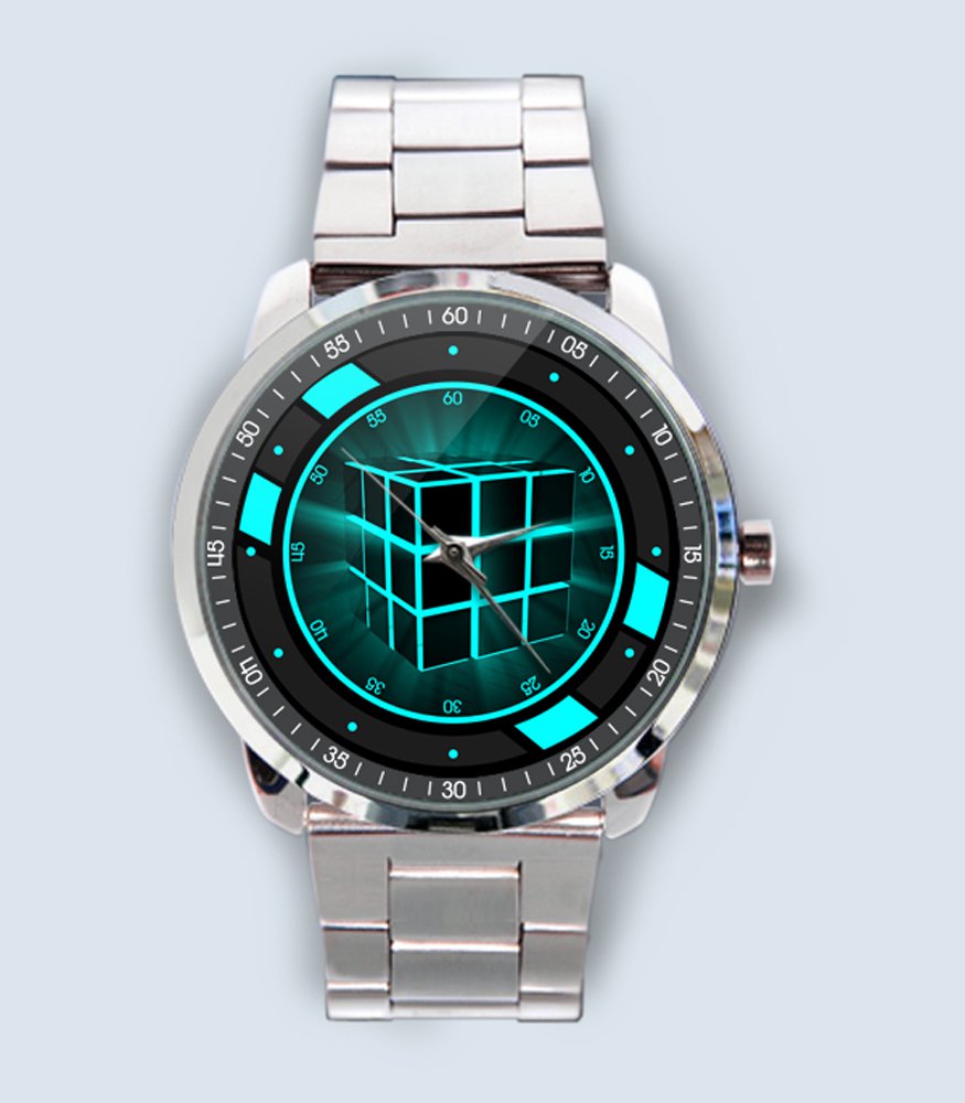 New Rubiks Cube Stainless Steel Wrist Watch
