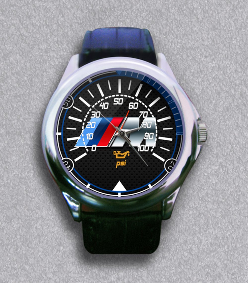 New BMW M Logo Speedometer Car Sport Leather Wrist Watch