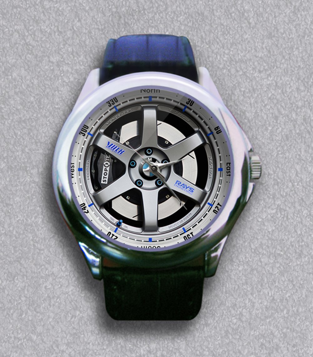 New Bmw Volks Wheels Racing Bmw Car Sport Leather Wrist Watch