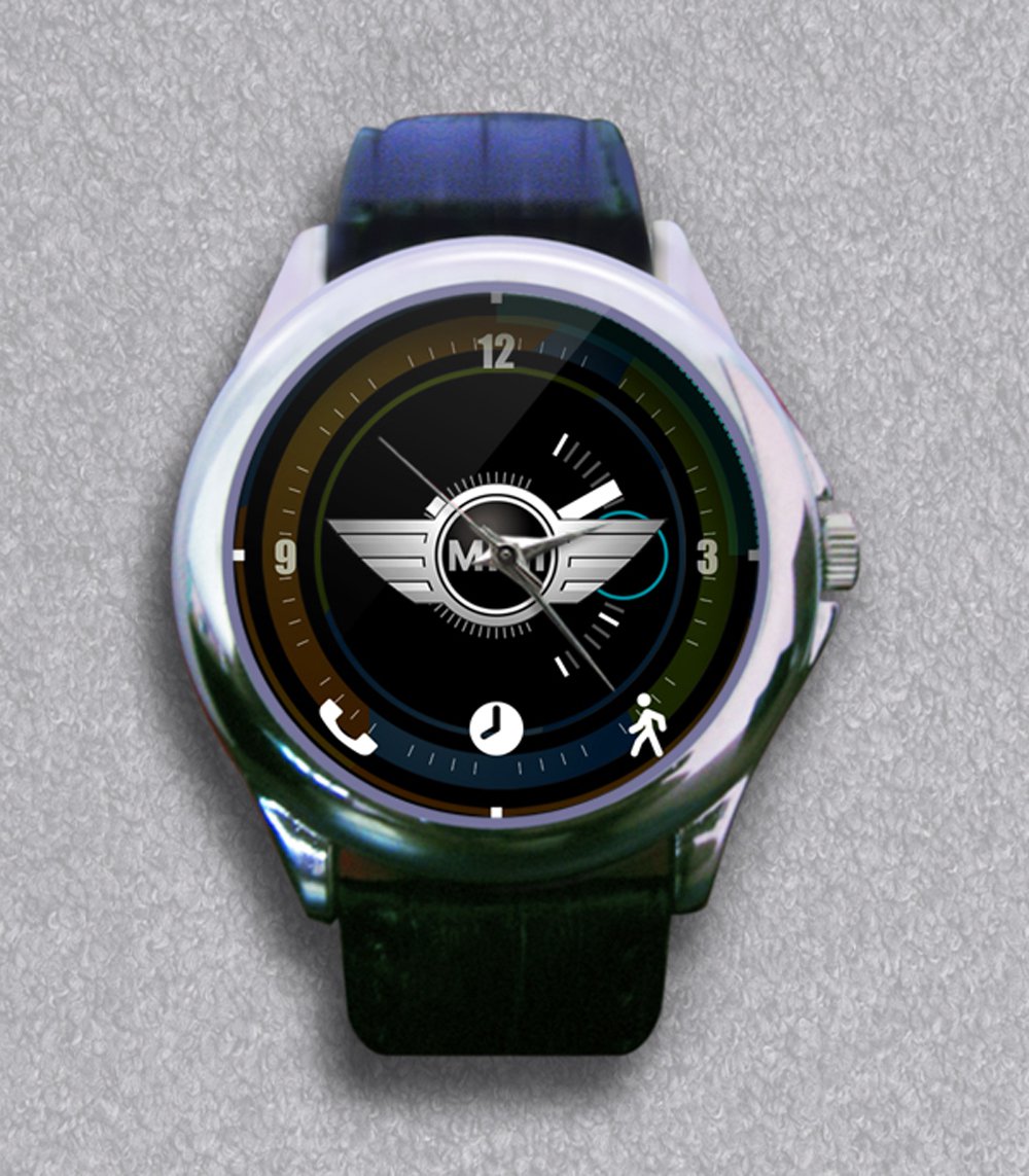 New Mini Cooper S Car Logo Leather Wrist Watch