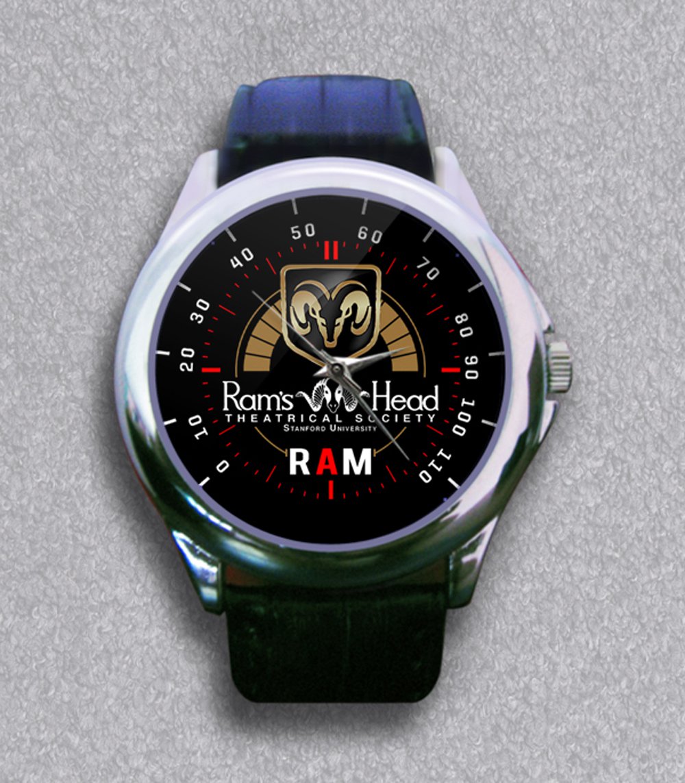 New Ram Logo Car Sport Leather Wrist Watch