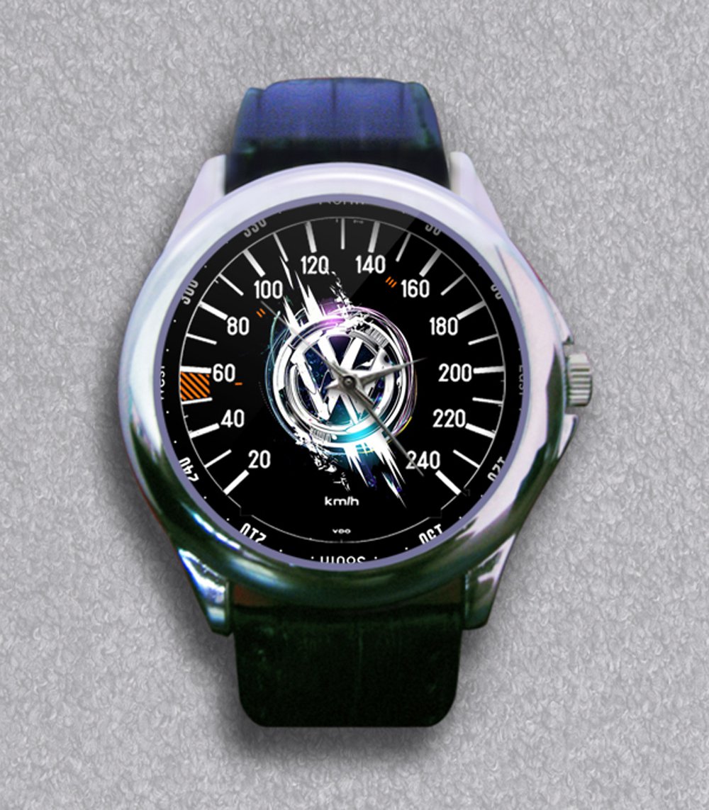 New Vw Logo Car Speedometer Volkswagen Sport Leather Wrist Watch