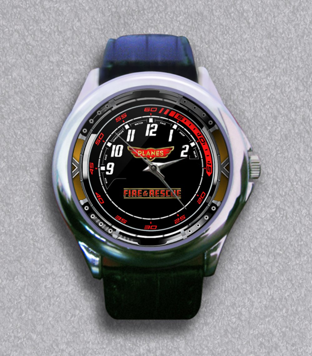 New Planes Fire Rescue Logo Leather Wrist Watch